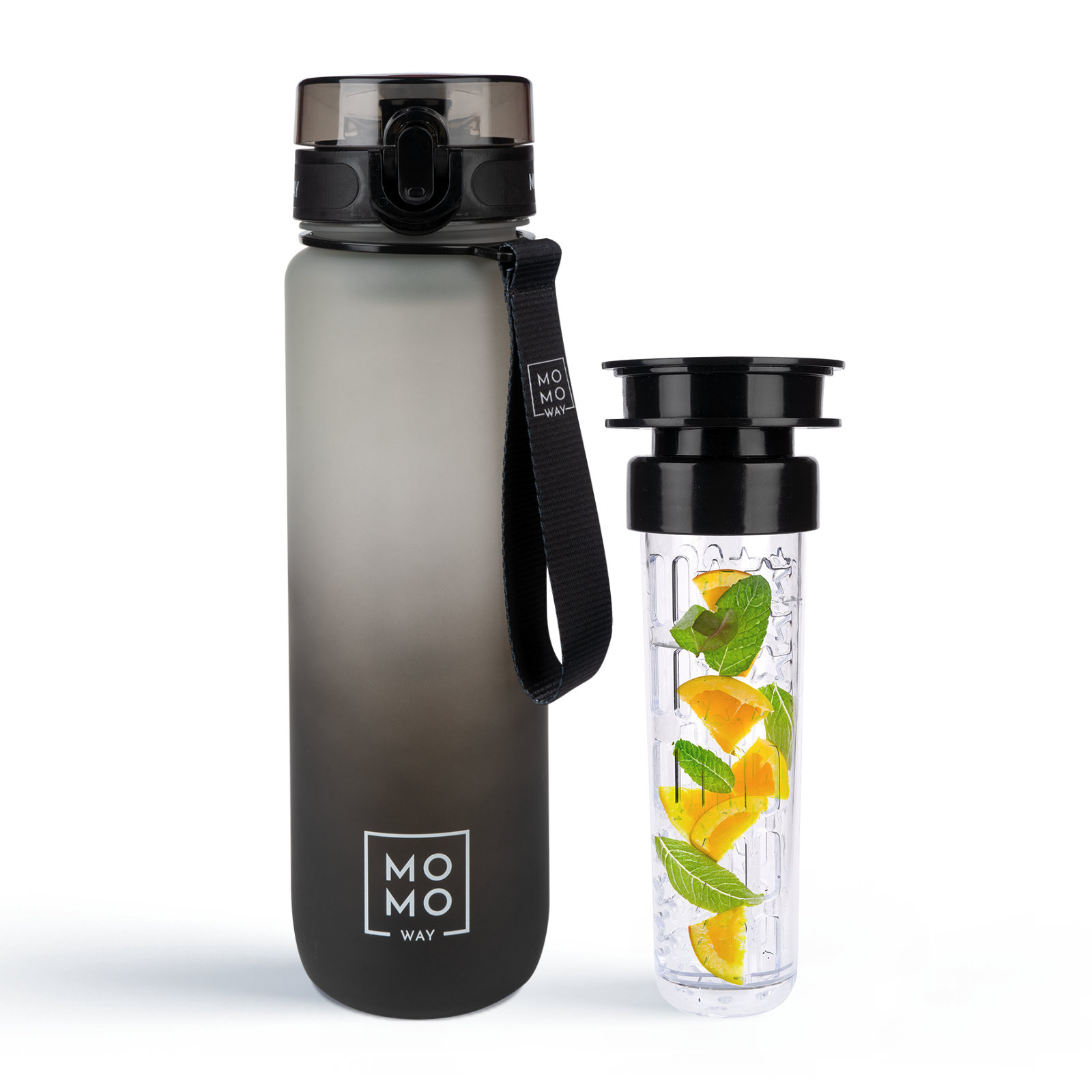 MOMO WAY Water bottle gray-black | gift idea | BPA free | Tritan - price | online shop SOXO