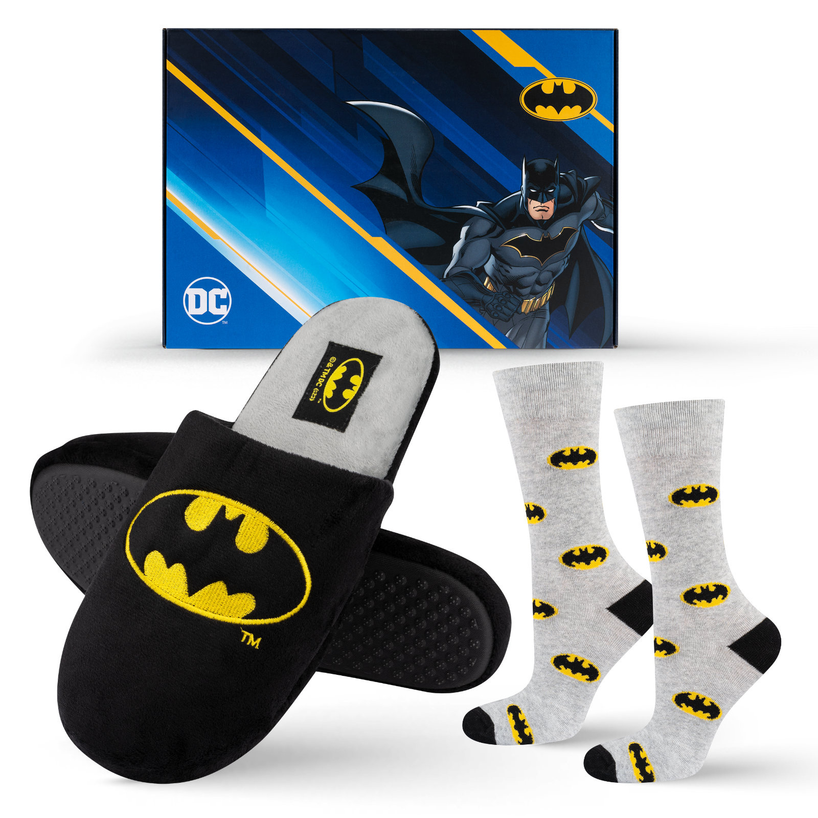 Set of 1x SOXO Batman men's colorful socks and 1x Batman men's slippers ...